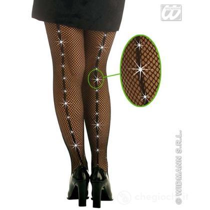 Calze A Rete Nere Con Cucitura Posteriore Strass - Carnevale - Widmann ...